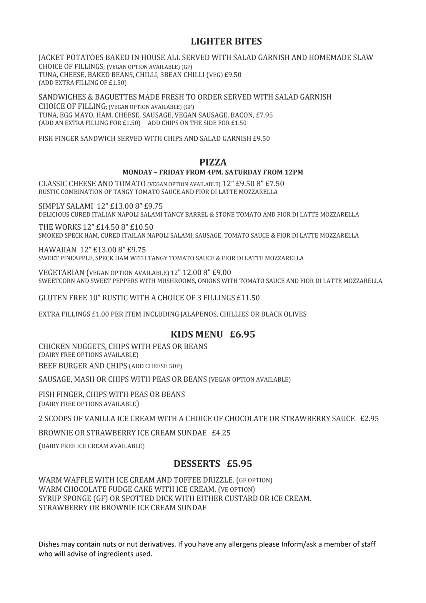 Menu – The Old Ship