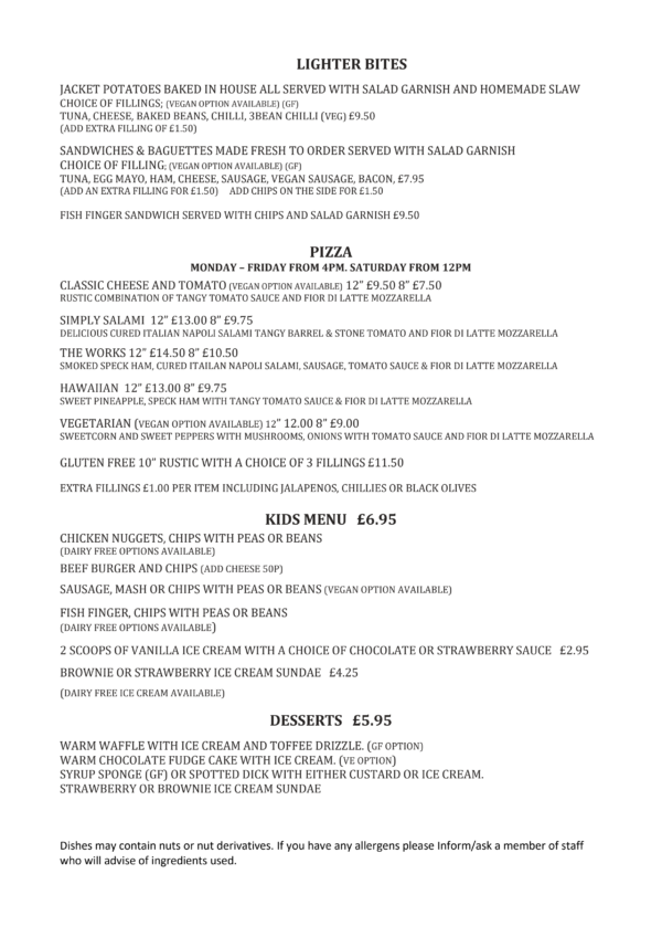 Menu – The Old Ship